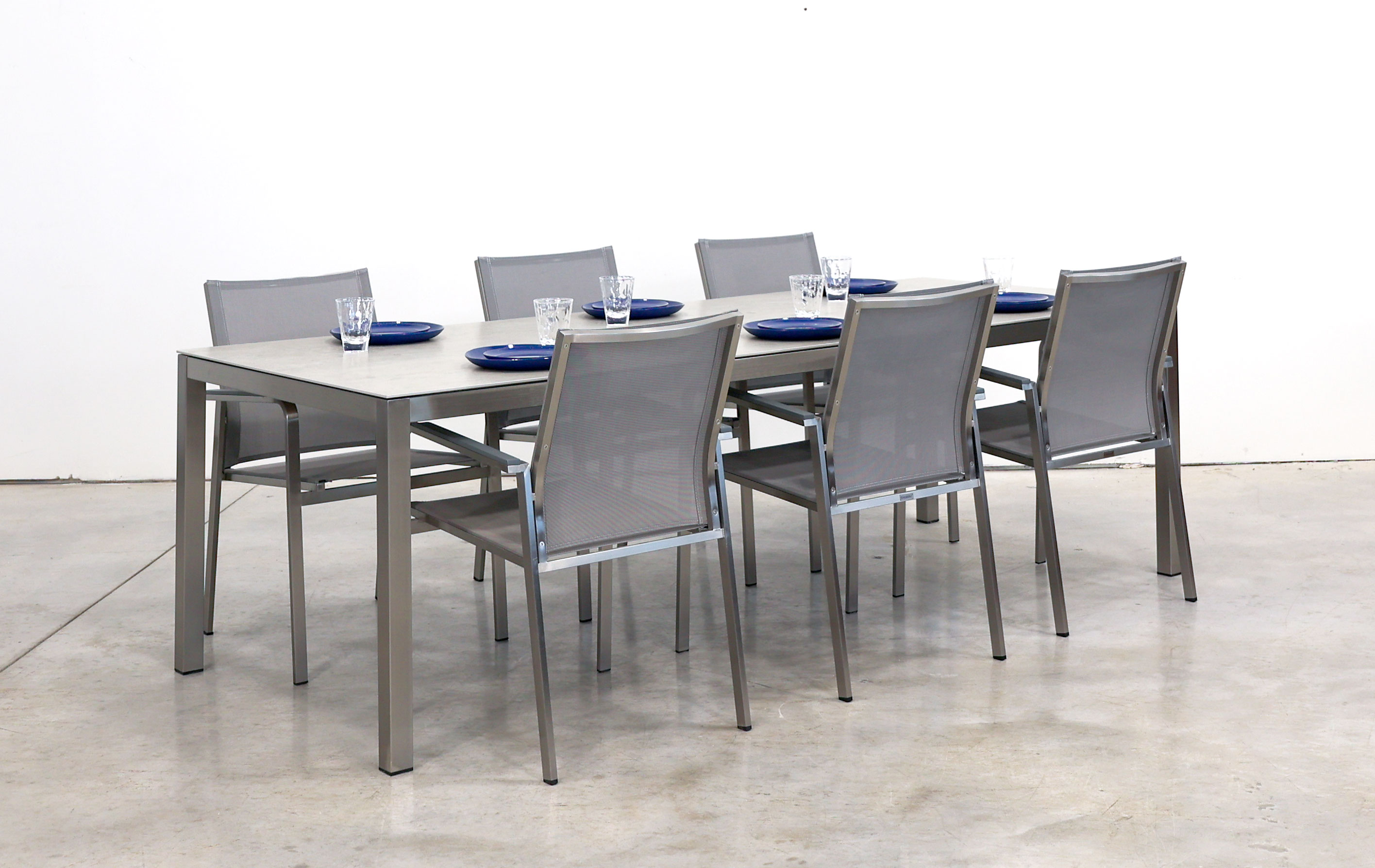 Lisbon Dining Set - Stainless Steel - Southport Outdoor Living